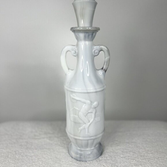 Jim Beam | Dining | Vtg Empty Jim Beam White With Blue Swirl Milk Glass ...